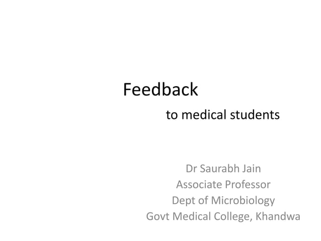 Feedback to medical students | PPTX
