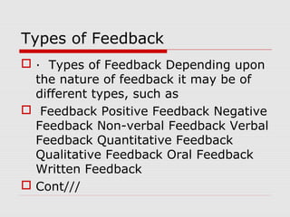 Feedback types of feedback | PPT