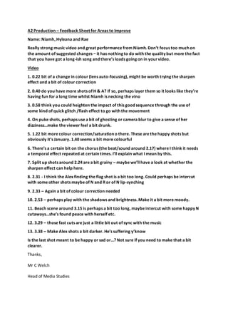 Feedback on our video draft. | PDF