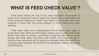 FEED CHECK VALVE ENGINEERINGFEED CHECK VALVE ENGINEERING | PPTX