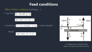 Feed conditions in distillation column with respect to feed plate and ...