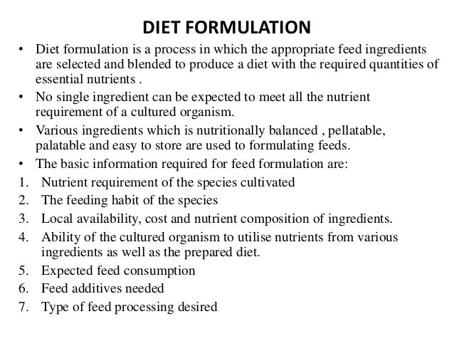 Feed formulation