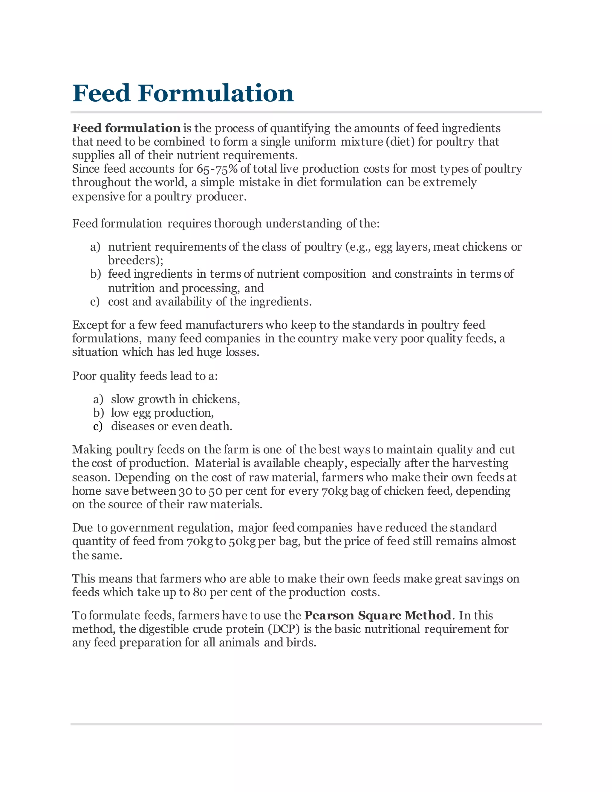 Feed formulation | DOCX