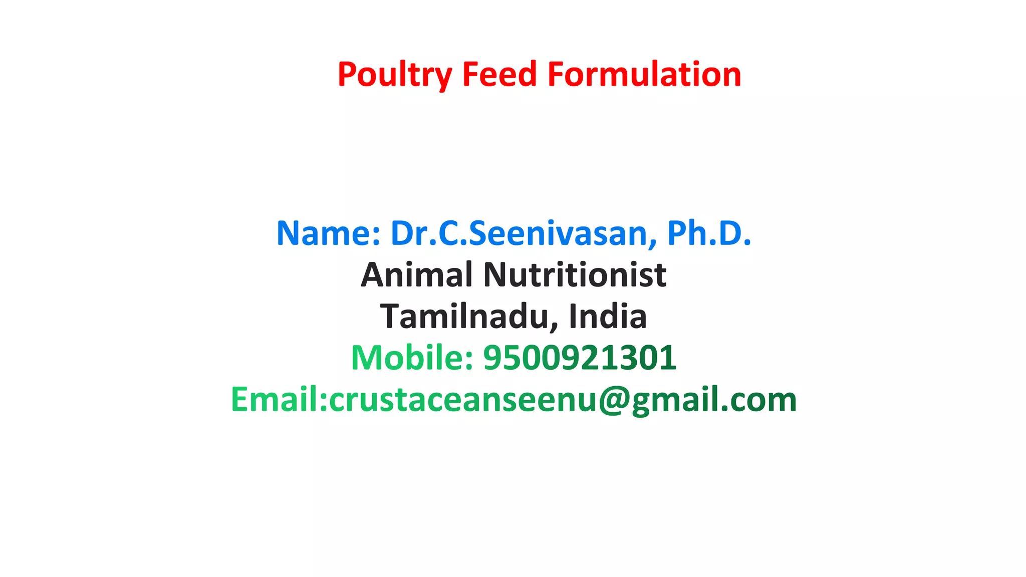 Poultry Feed formulation | PPT