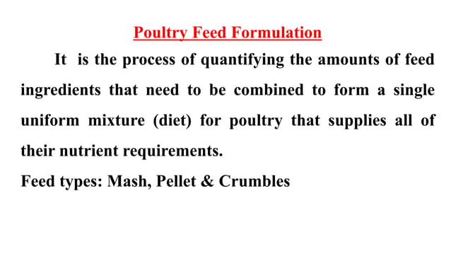 Poultry Feed formulation | PPT | Pet Supplies | Pets