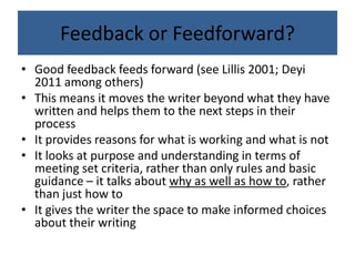 Feeding back to feed forward may 2012 | PPTX | Screenwriting | Content ...