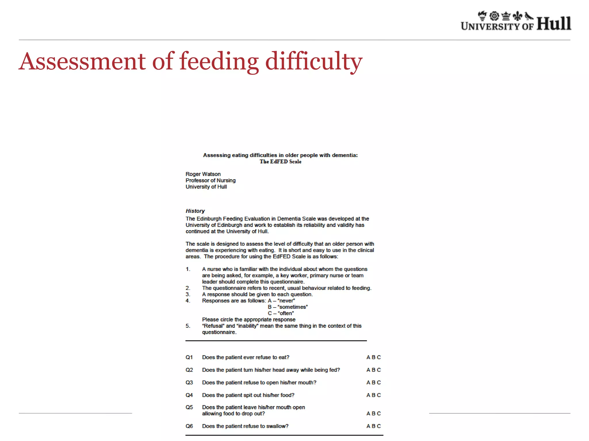 Feeding and nutrition in the older patient with dementia | PPTX