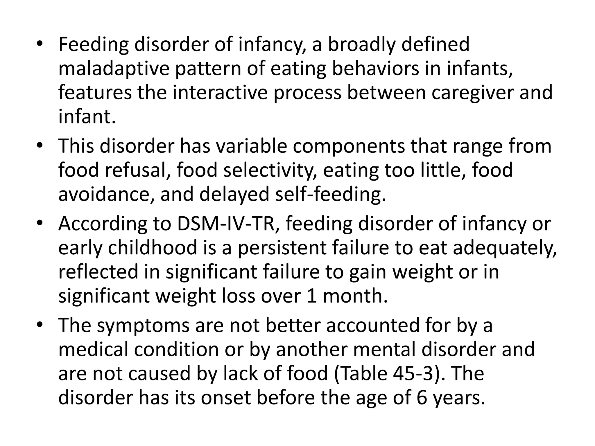 Feeding disorder of infancy or early childhood 1 | PPTX