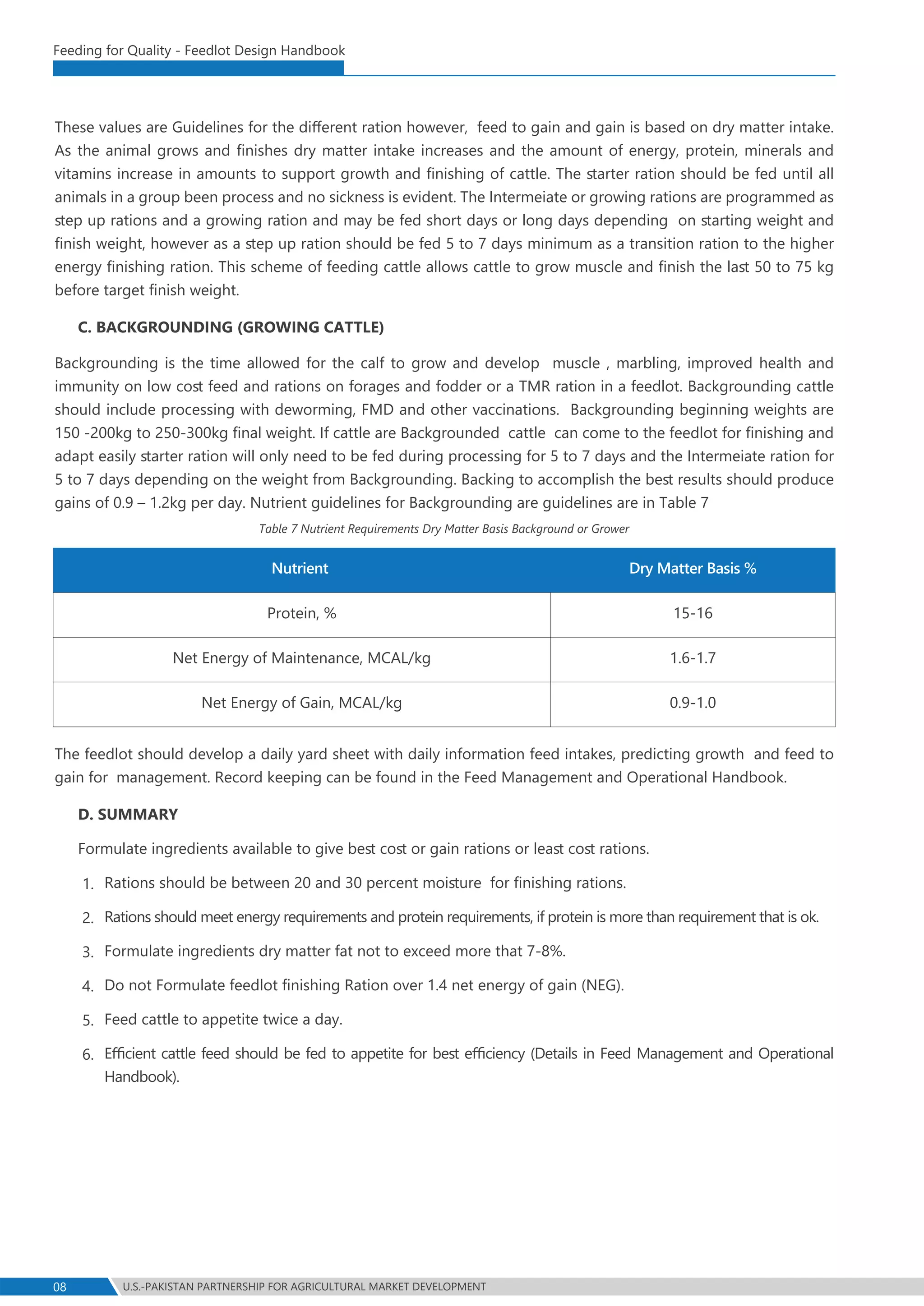 Feeding for quality feedlot handbook for pakistan | PDF