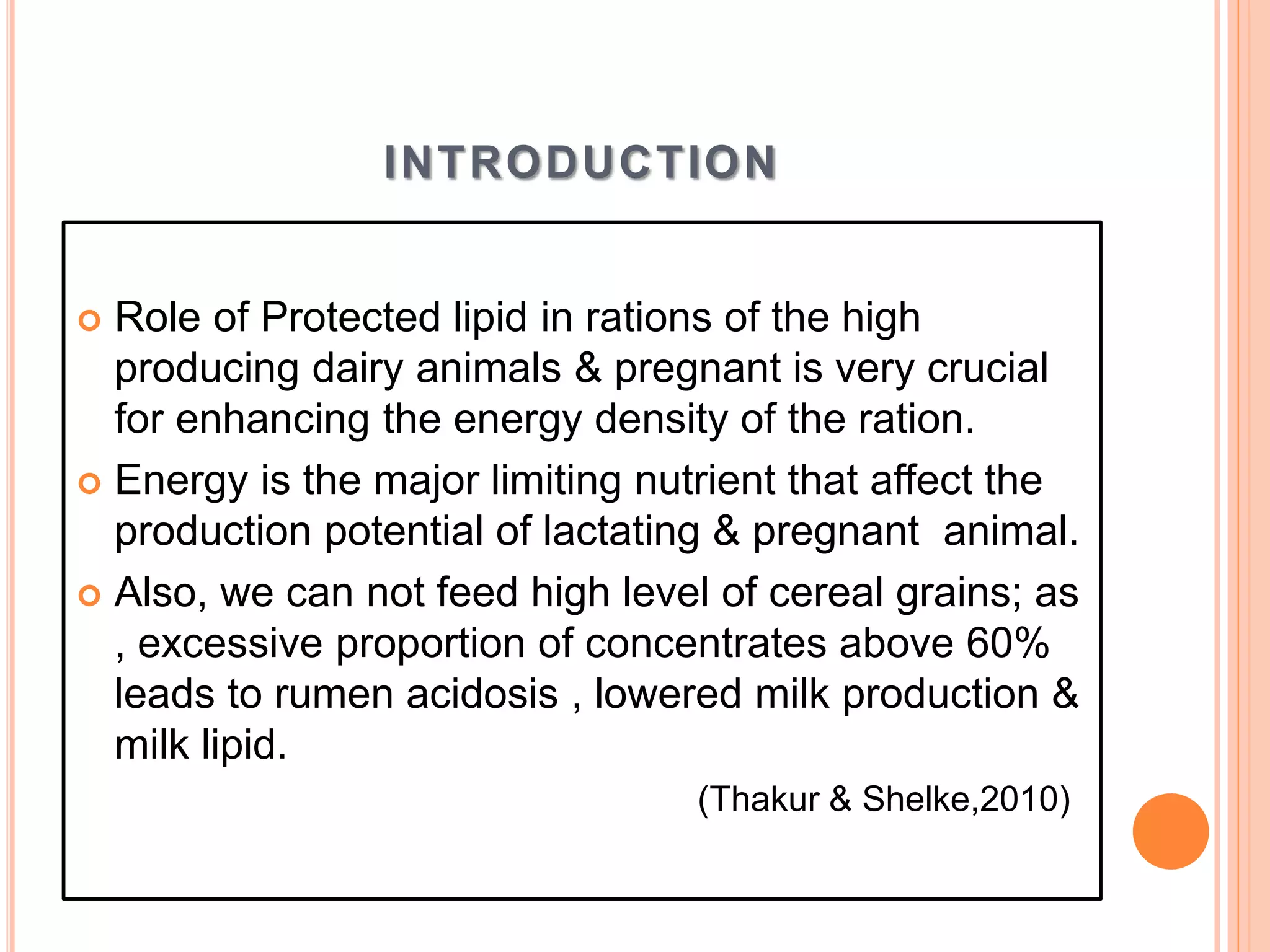Feeding of protected fat | PPTX