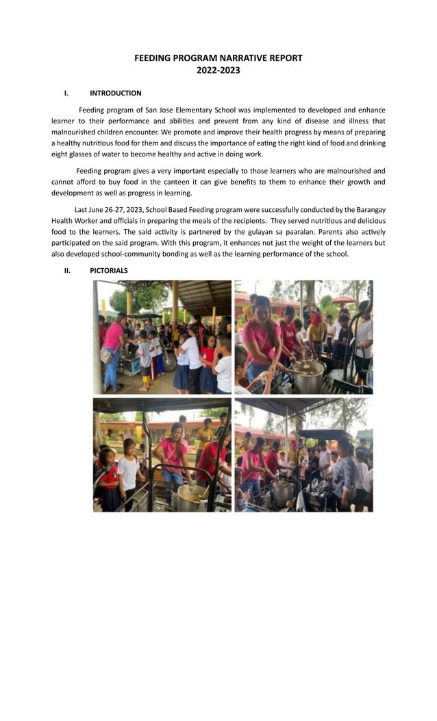 FEEDING PROGRAM in school of san jose elementary school | DOCX ...