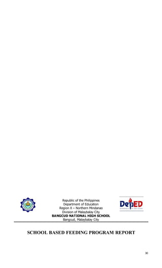 Bangcud National High School Feeding program report | DOCX