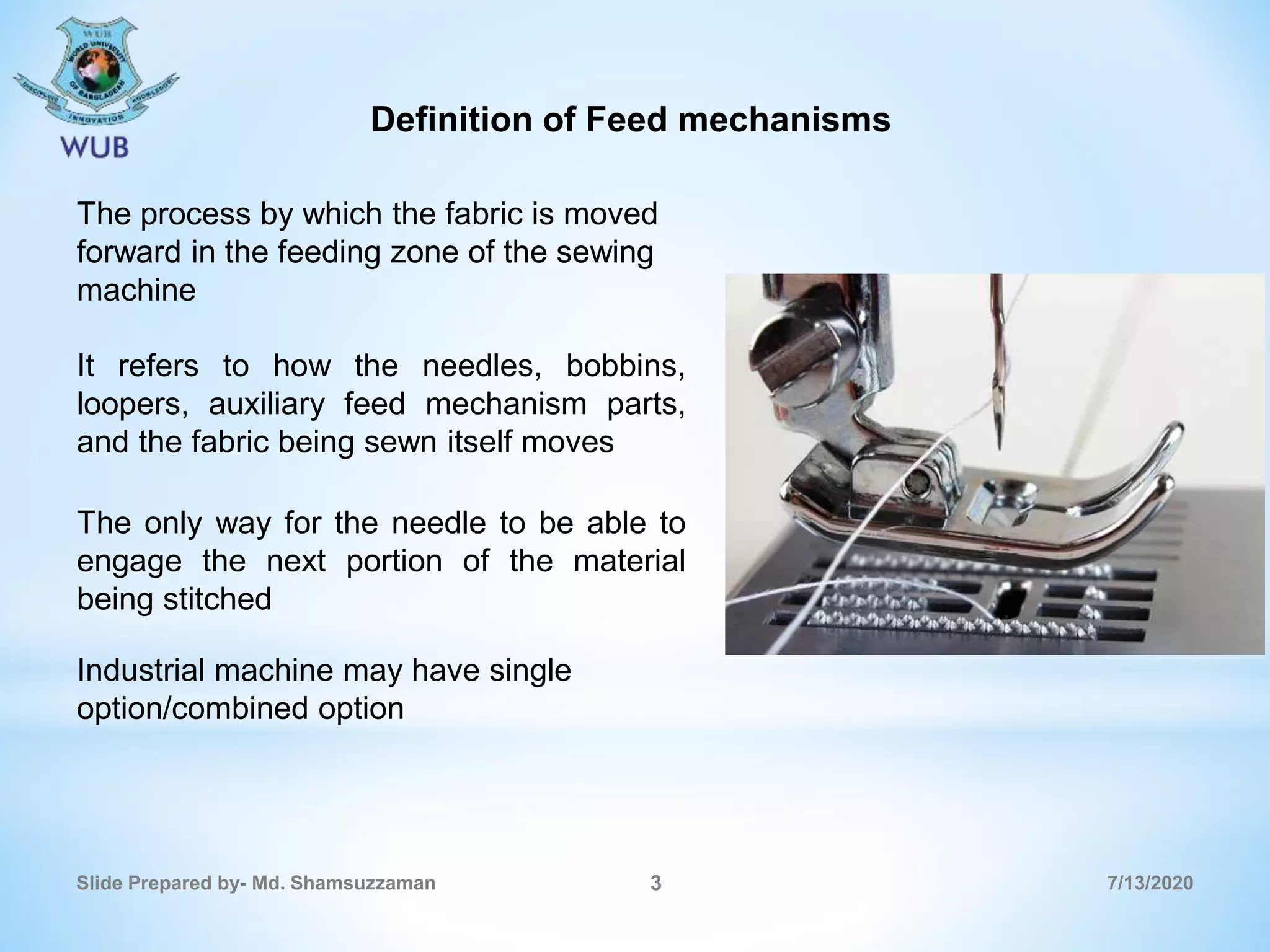 Feed mechanism of sewing Machine | PPTX