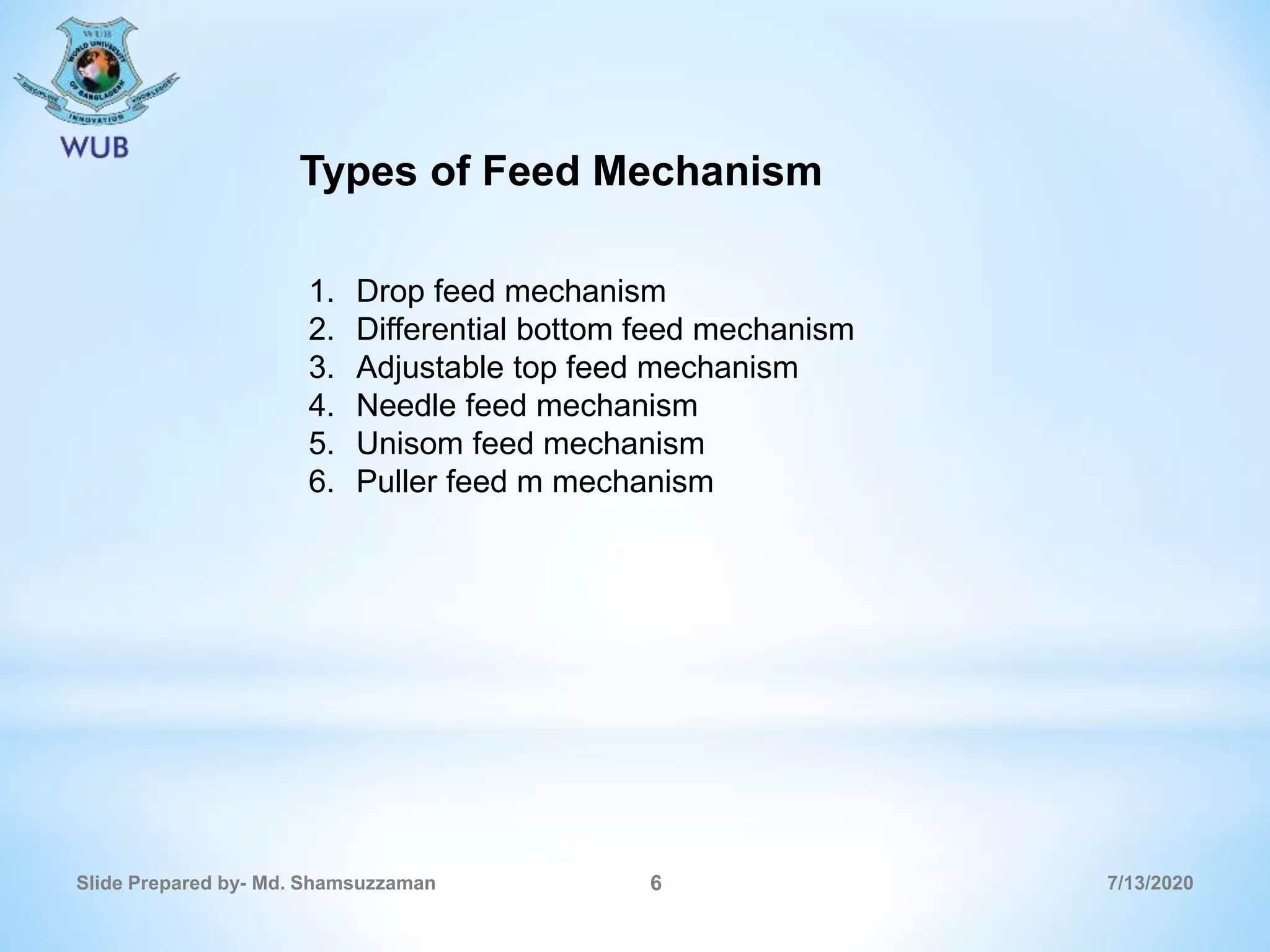 Feed mechanism of sewing Machine | PPTX
