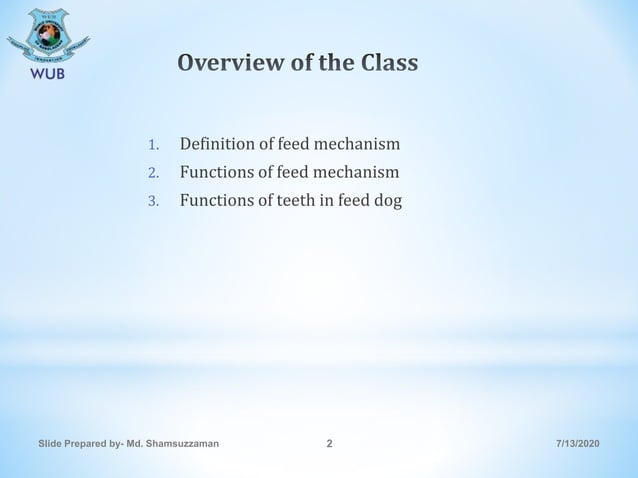 Feed mechanism of sewing Machine | PPTX