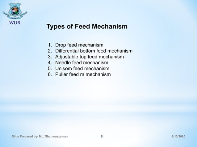 Feed mechanism of sewing Machine | PPTX