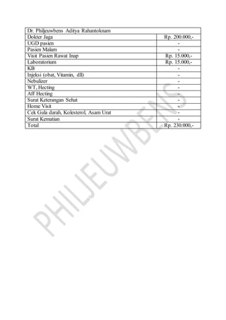 Fee Jaga Dokter In Tabel | DOCX