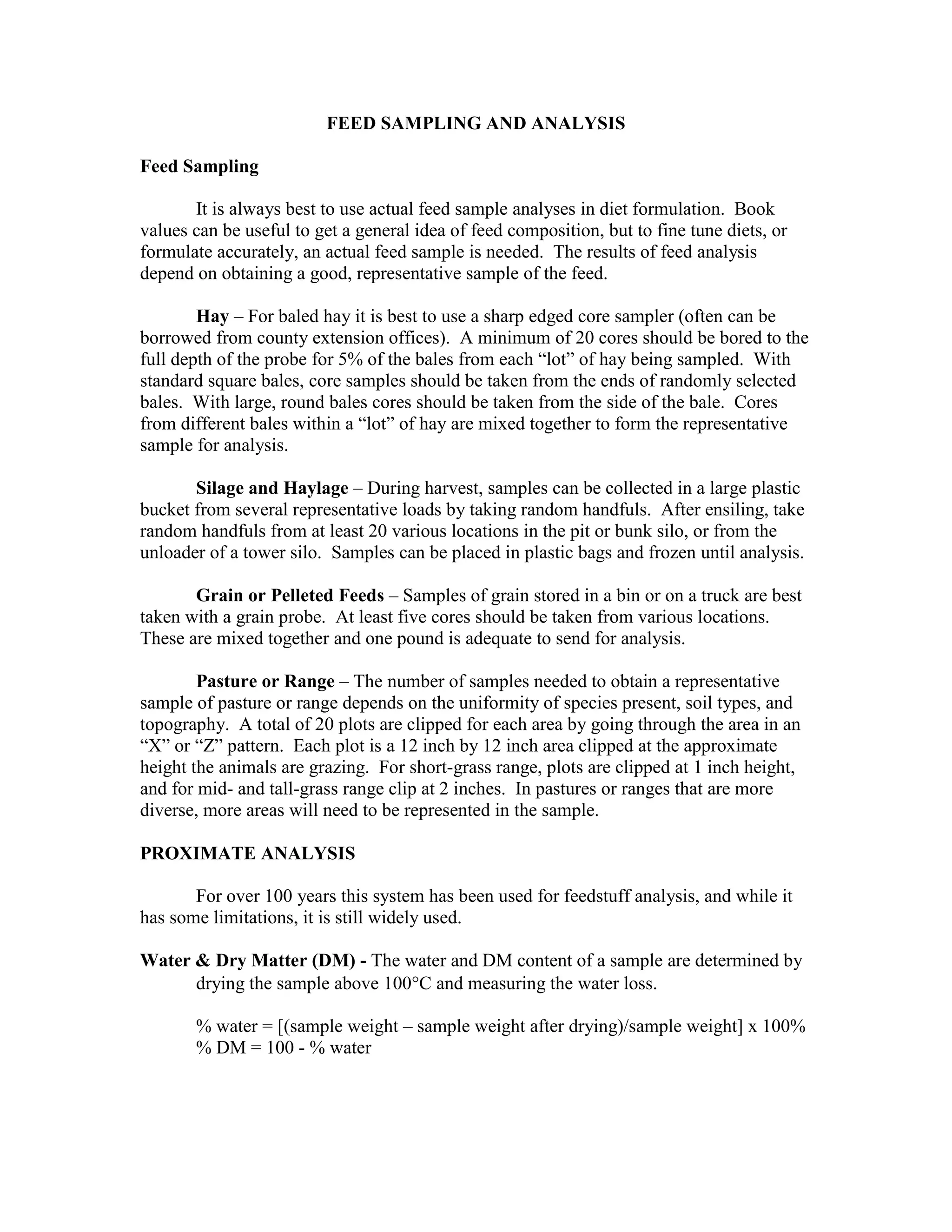 Feed Sampling & Analysis Handout | PDF