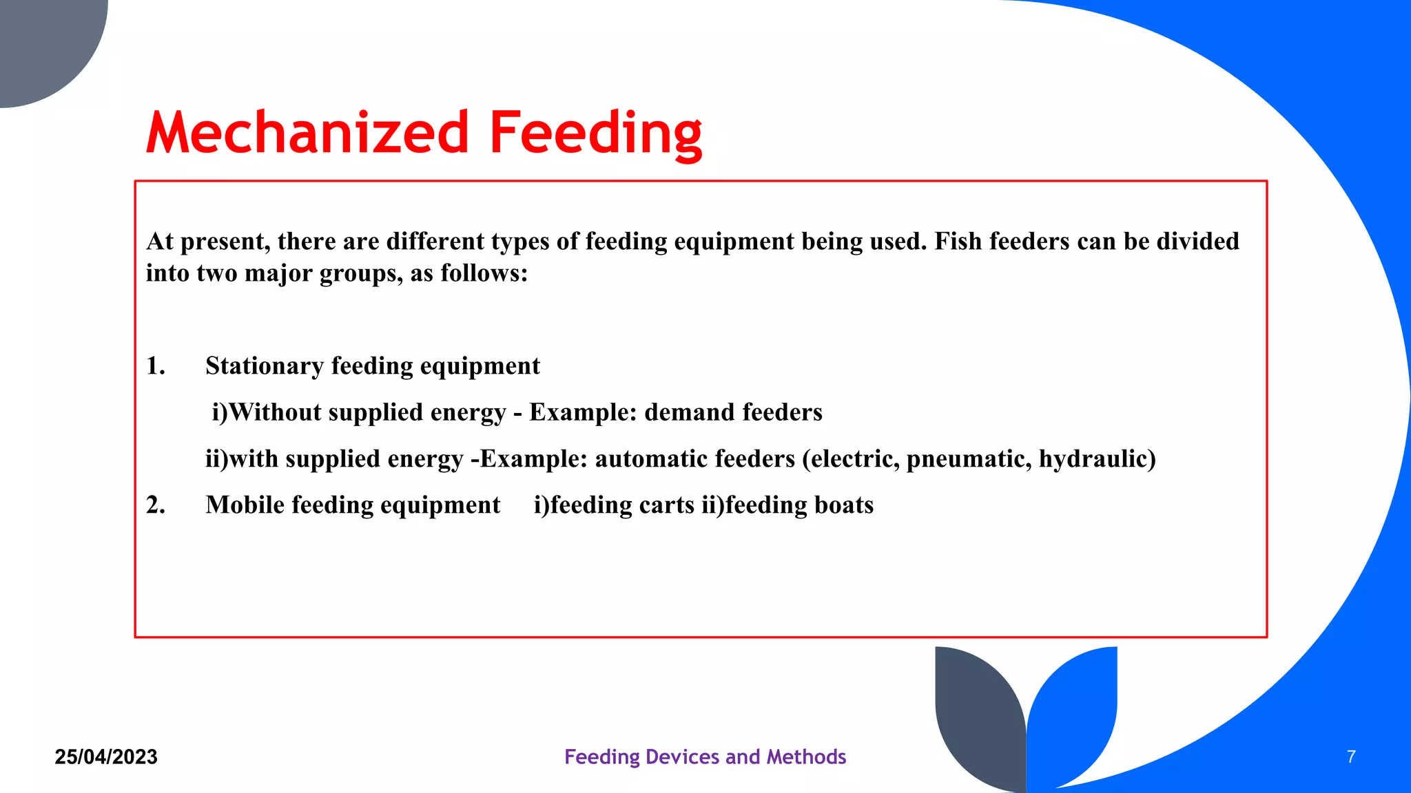 Fish Feeding device and methods , Feed technology.pptx