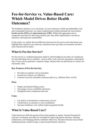 Fee for Service vs Value based care.docx