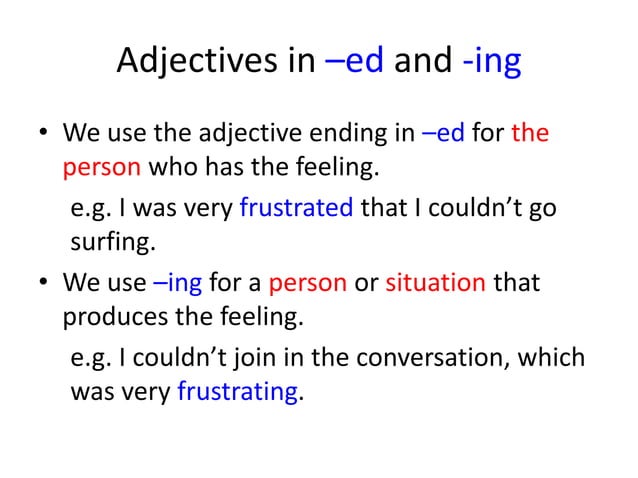 Feelings: adjectives ending in -ed and -ing | PPT