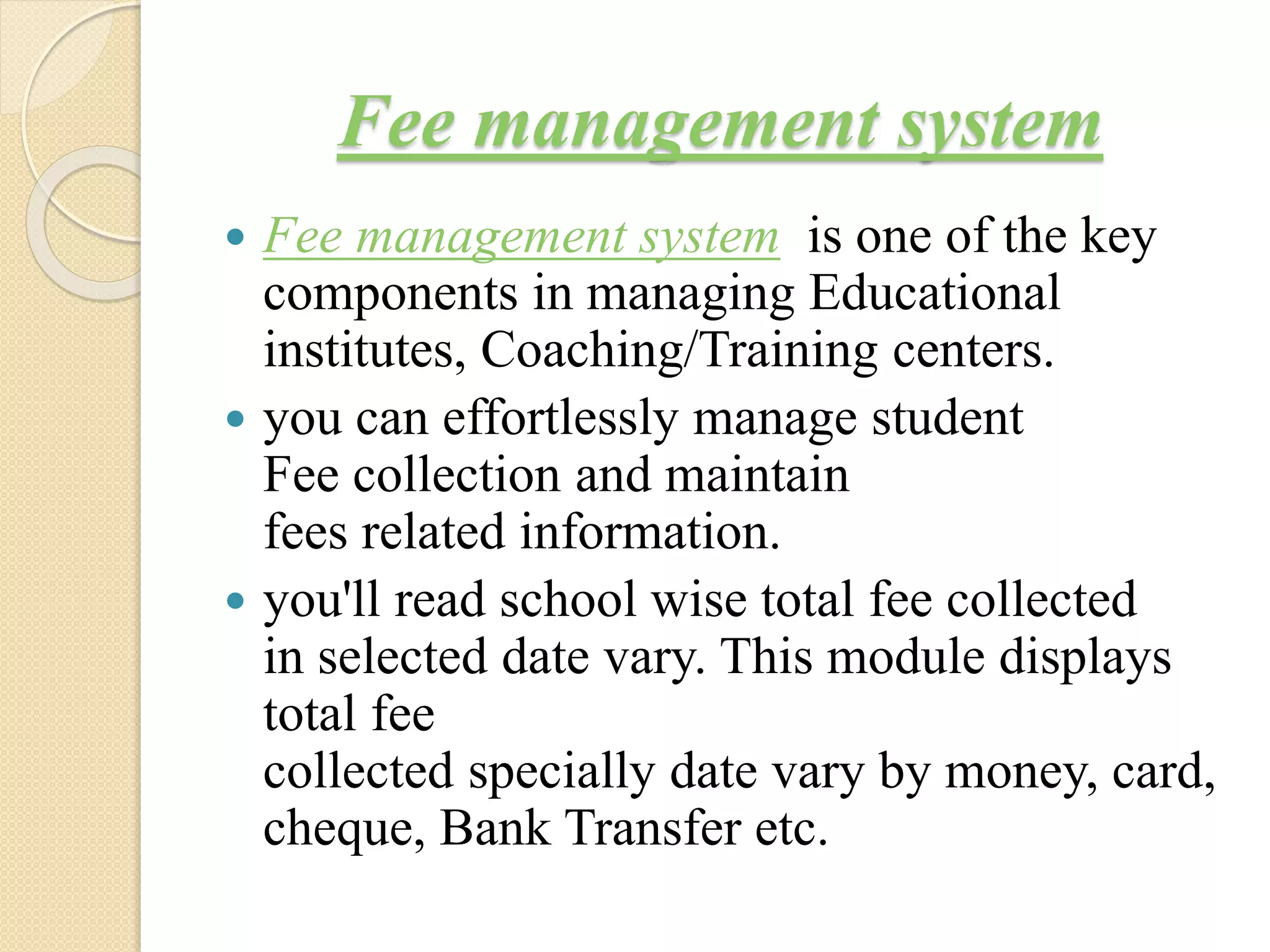 Fee management system | PPTX