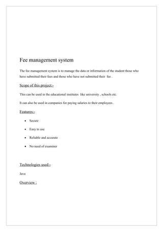 Fee managment system | DOC