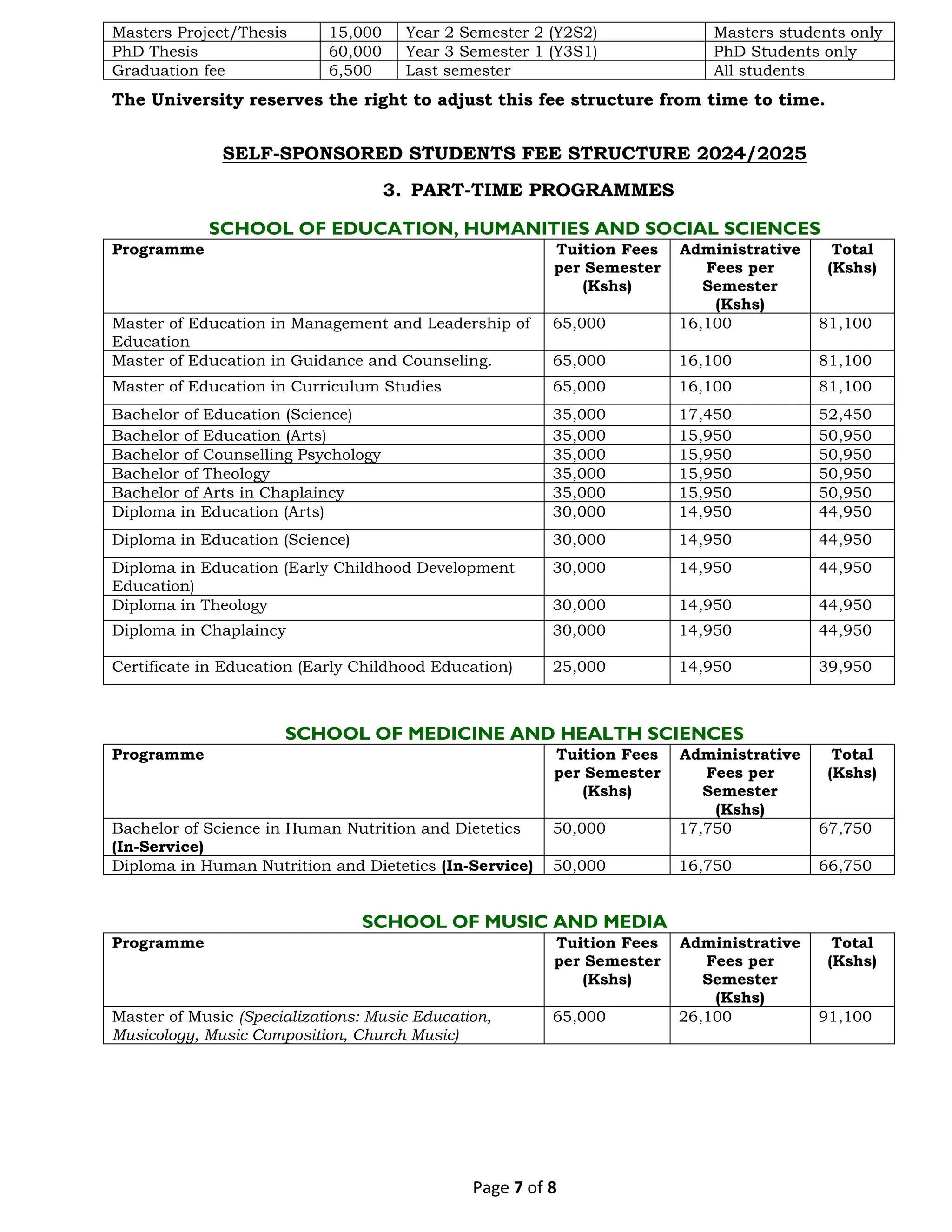 fee_structure_kabarak_university 2024/2025 | PDF