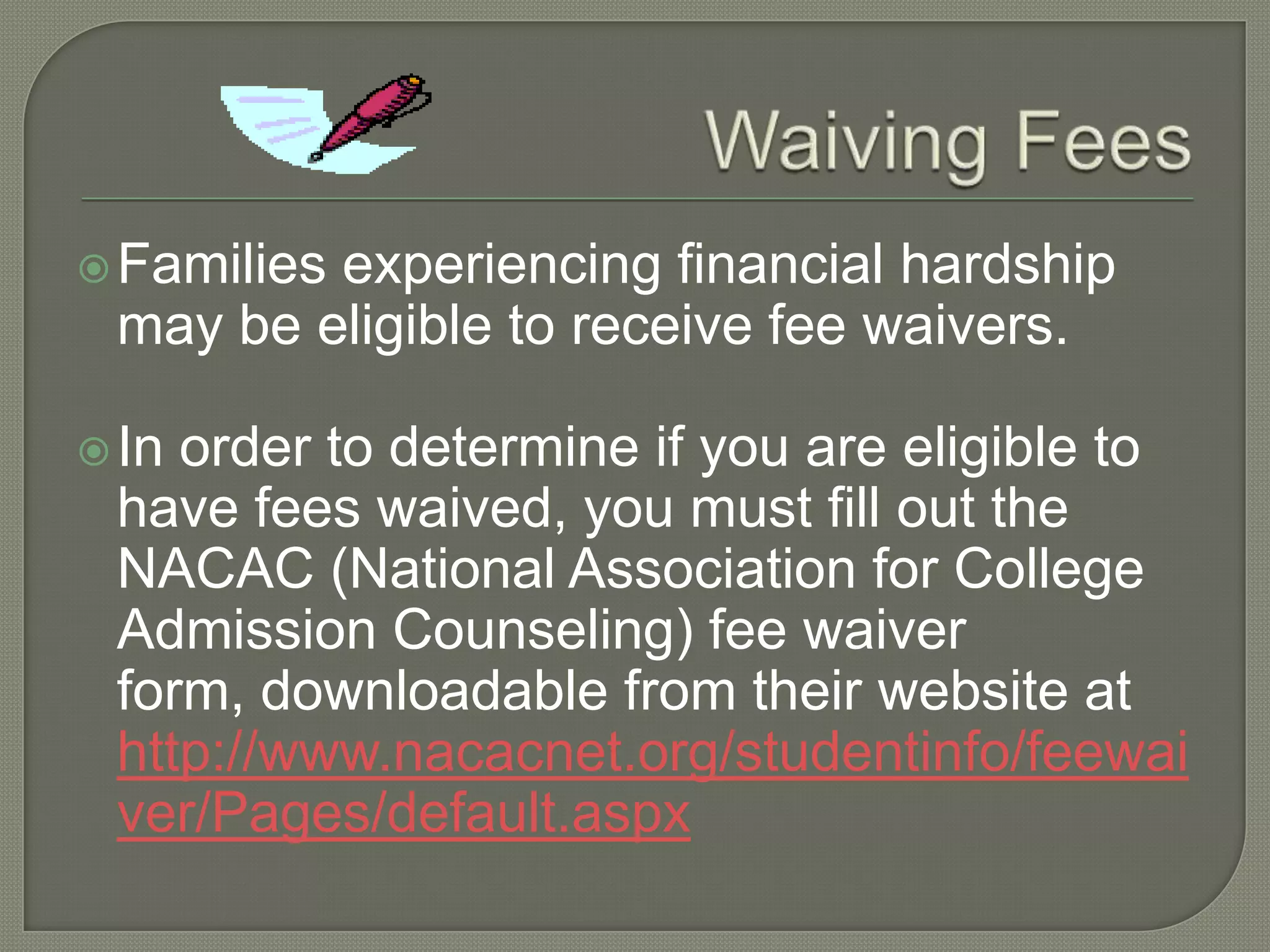 Fee waivers | PPTX