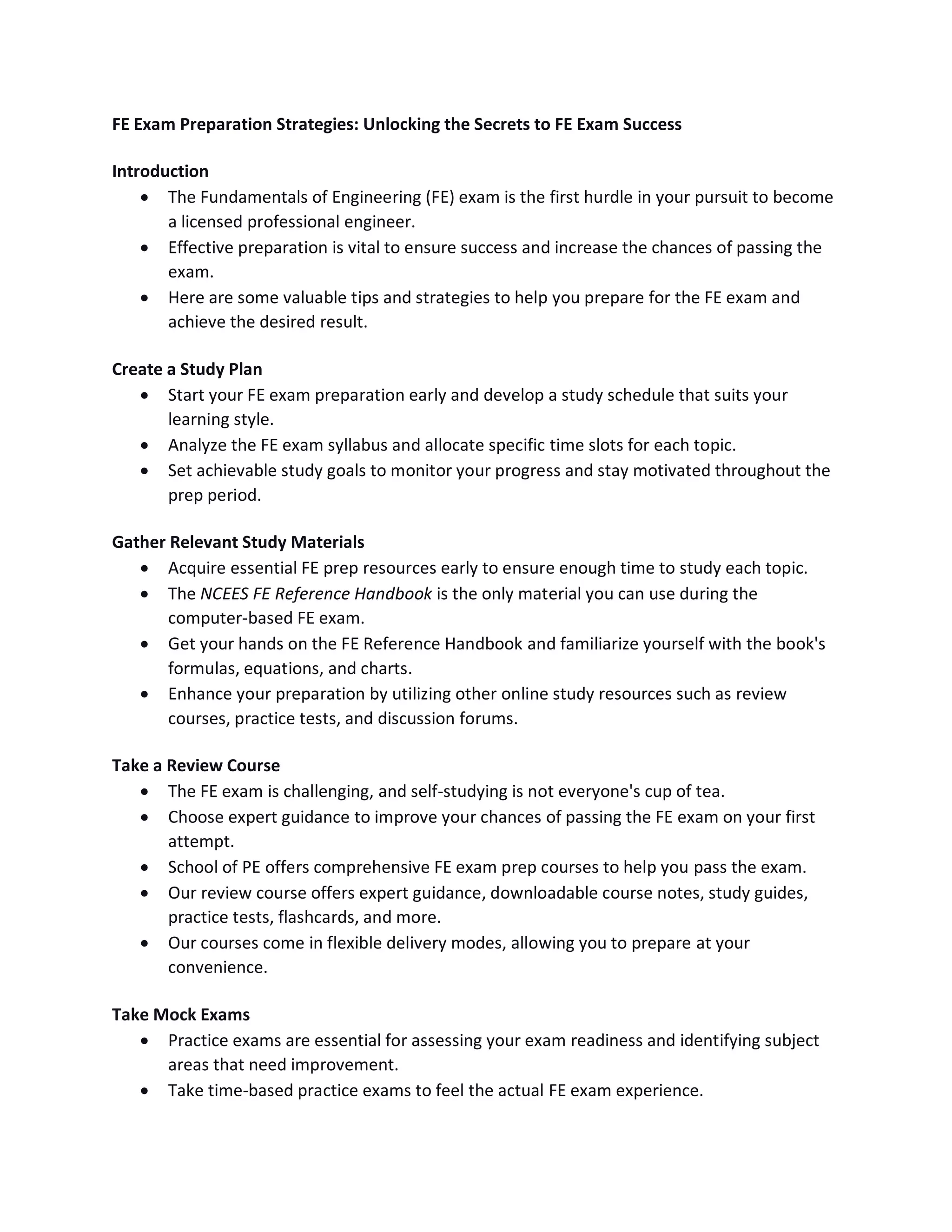 FE Exam Preparation Strategies Unlocking the Secrets to FE Exam Success ...