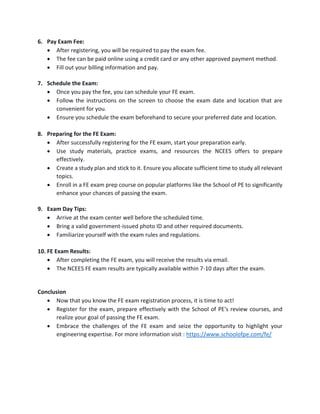 FE Exam Registration Step by Step Process | PDF | Education industry ...