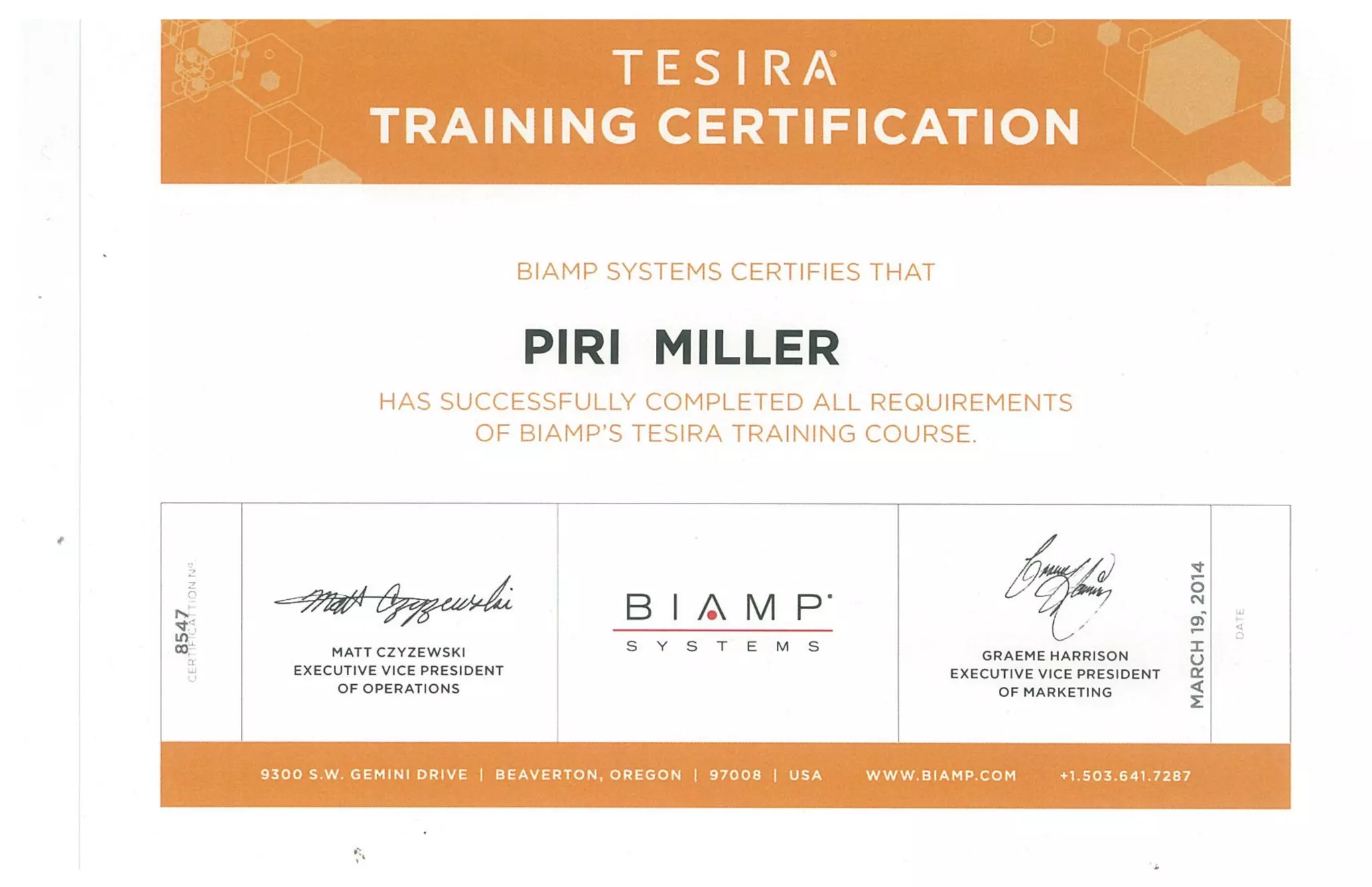 Biamp Tesira cert | PDF