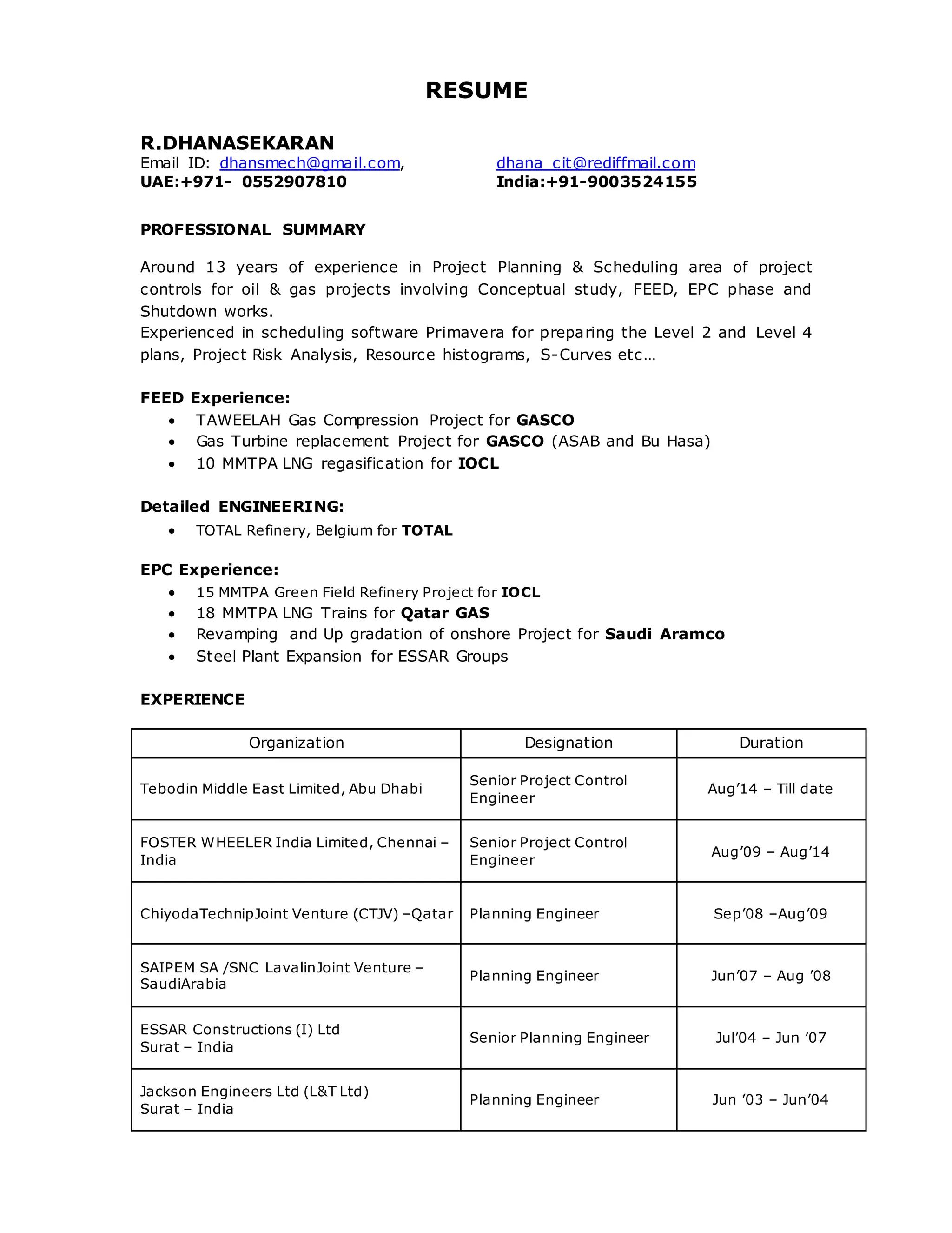 Dhanasekaran_Resume | PDF