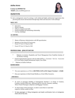 ASTHA NEW CV with pic. pdf | PDF