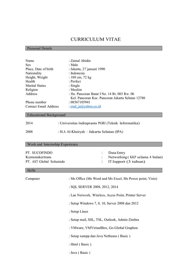 Zainal CV | PDF