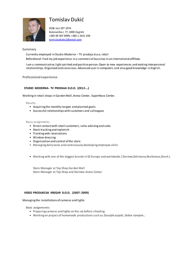 Tomislav Dukić CV eng. | PDF