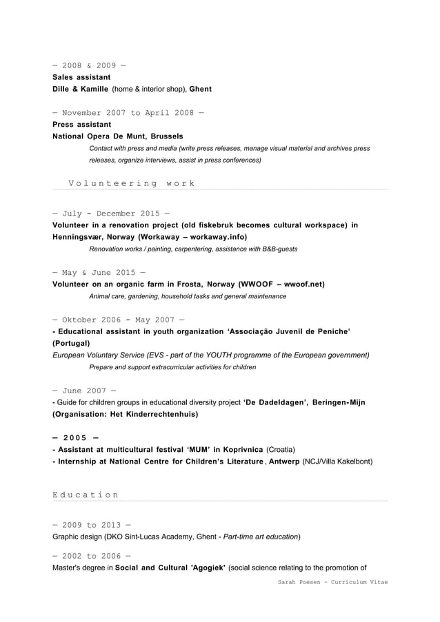 Sarah Poesen curriculum vitae 2016 | PDF