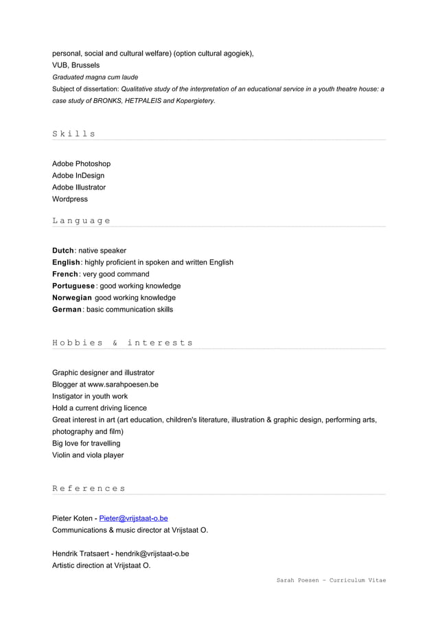 Sarah Poesen curriculum vitae 2016 | PDF