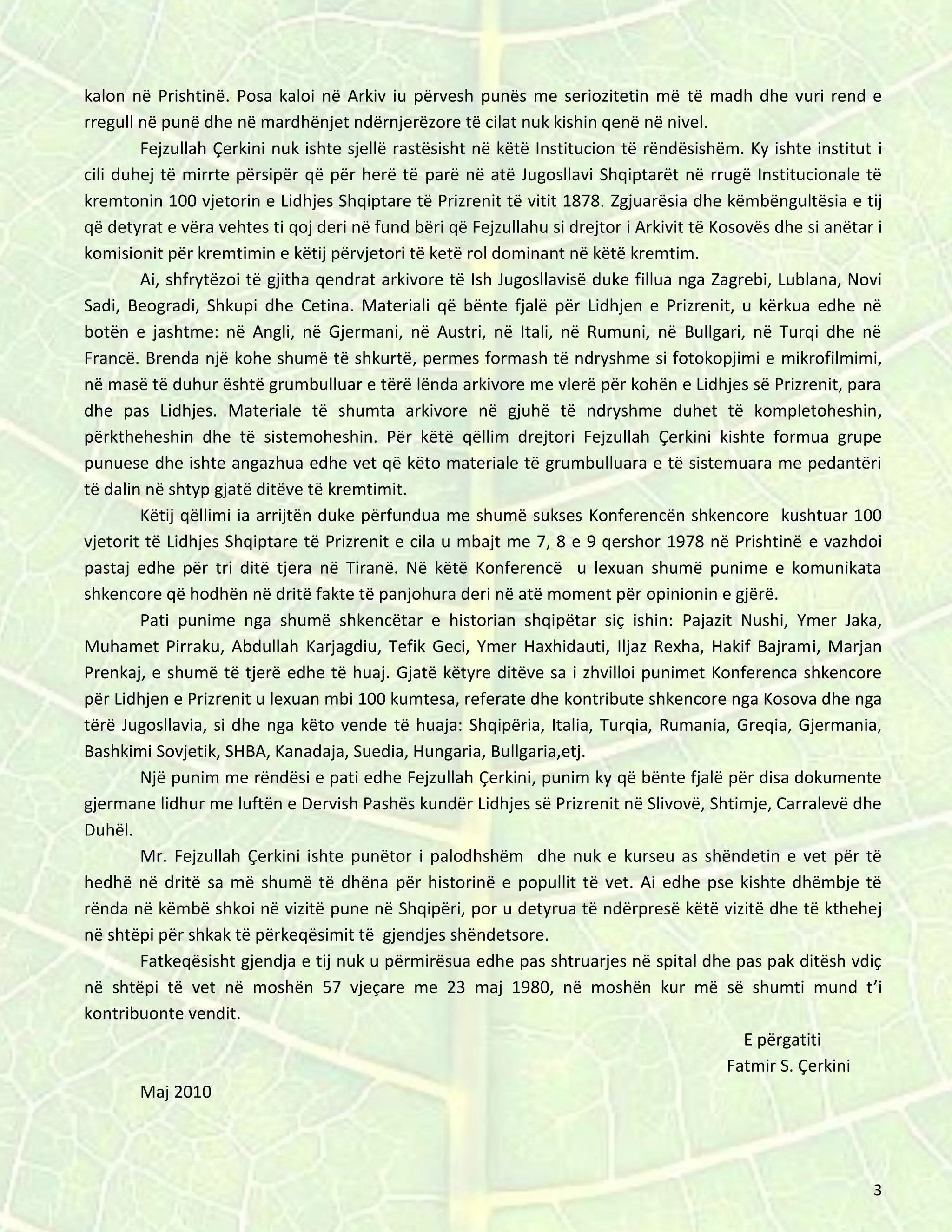 Fejzullah çerkini atdhetar dhe arsimdashës | PDF