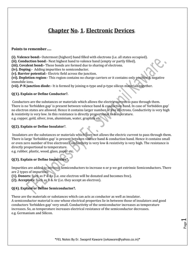 Basic Electronics by Er. Swapnil Kaware | PDF | Consumer Electronics | Technology & Computing