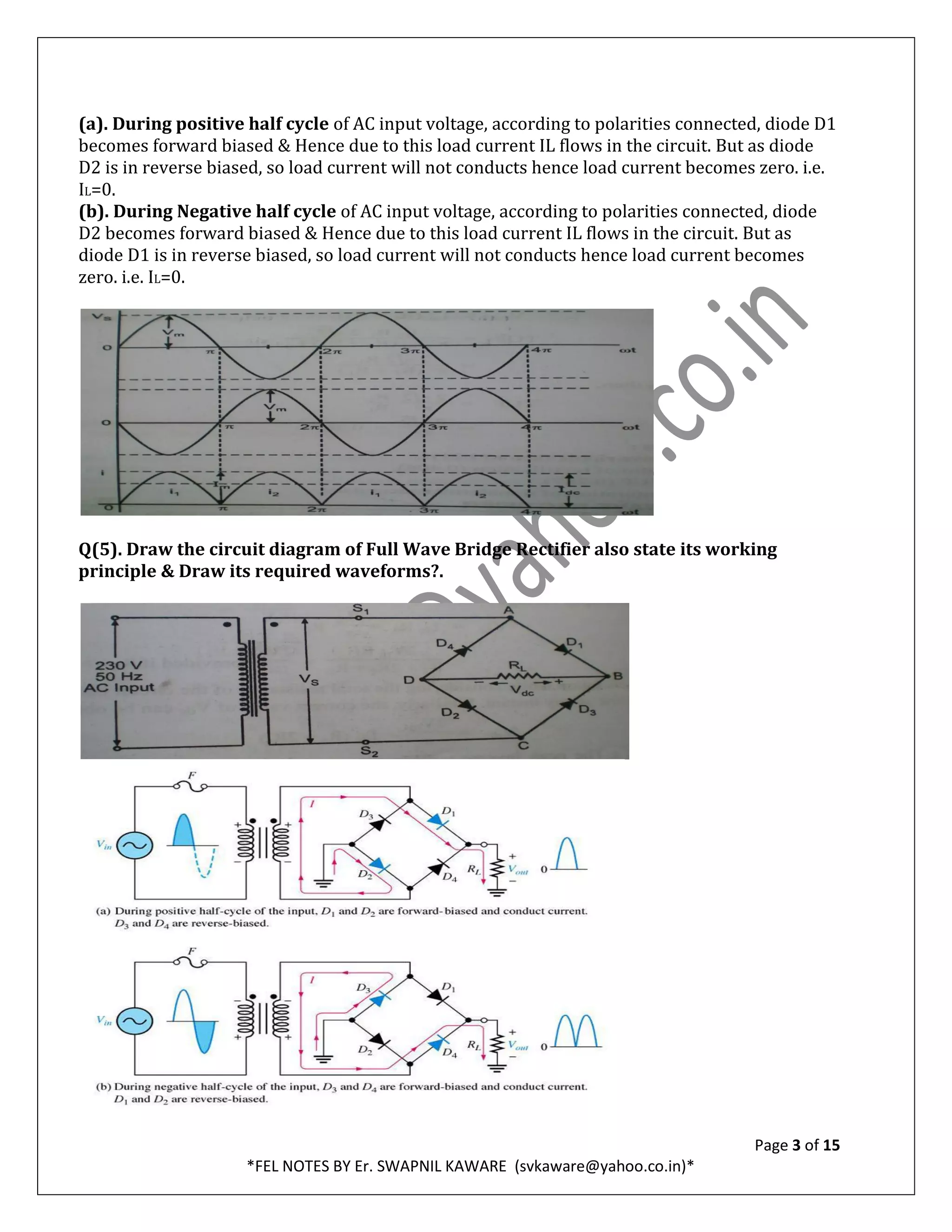 Basic Electronics (Rectifiers) by Er. Swapnil Kaware | PDF