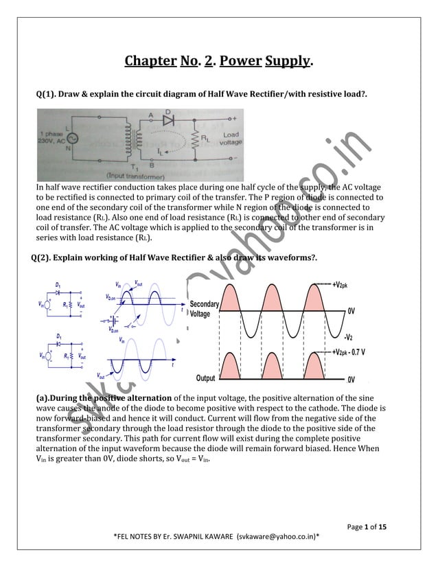 Basic Electronics (Rectifiers) by Er. Swapnil Kaware | PDF