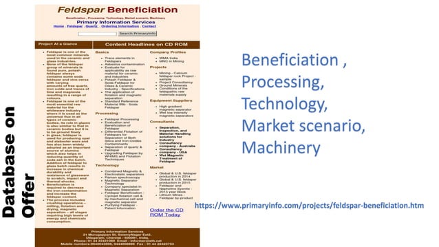 Feldspar - database - Mining, processing & Beneficiation | PPT