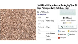 Feldspar - database - Mining, processing & Beneficiation | PPT