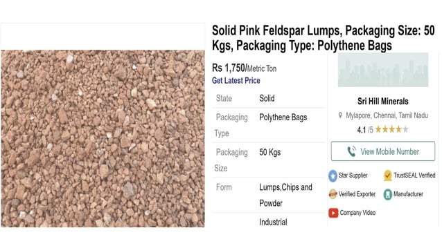 Feldspar - database - Mining, processing & Beneficiation | PPT