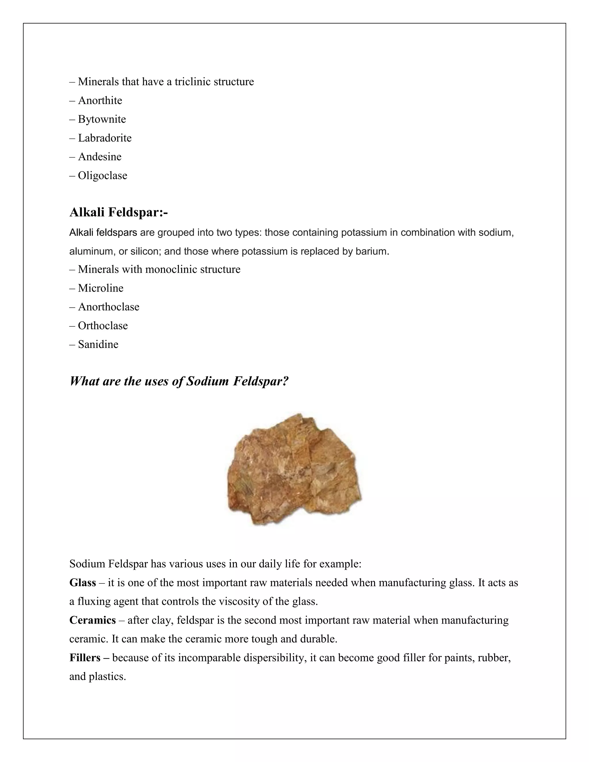 Feldspar and its various uses | PDF
