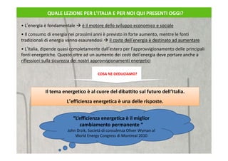 L'efficienza energetica vista dai FEL's (1a parte) | PPT