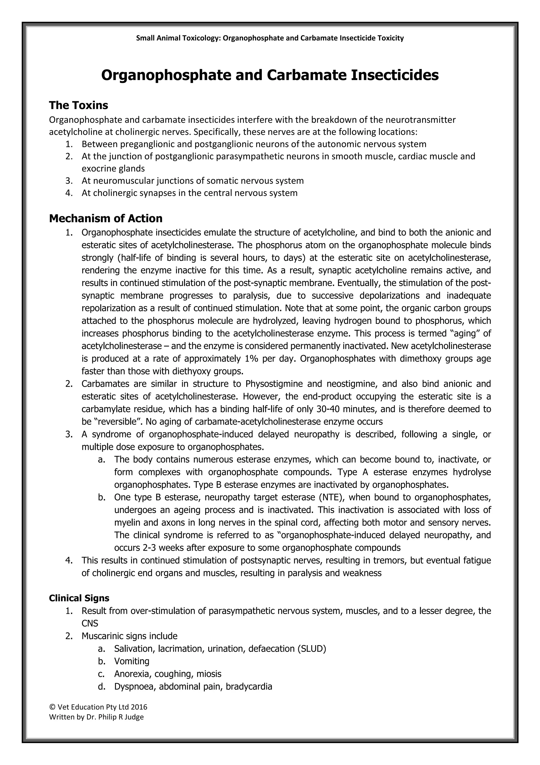 Feline emergencies organophosphate toxicity | PDF