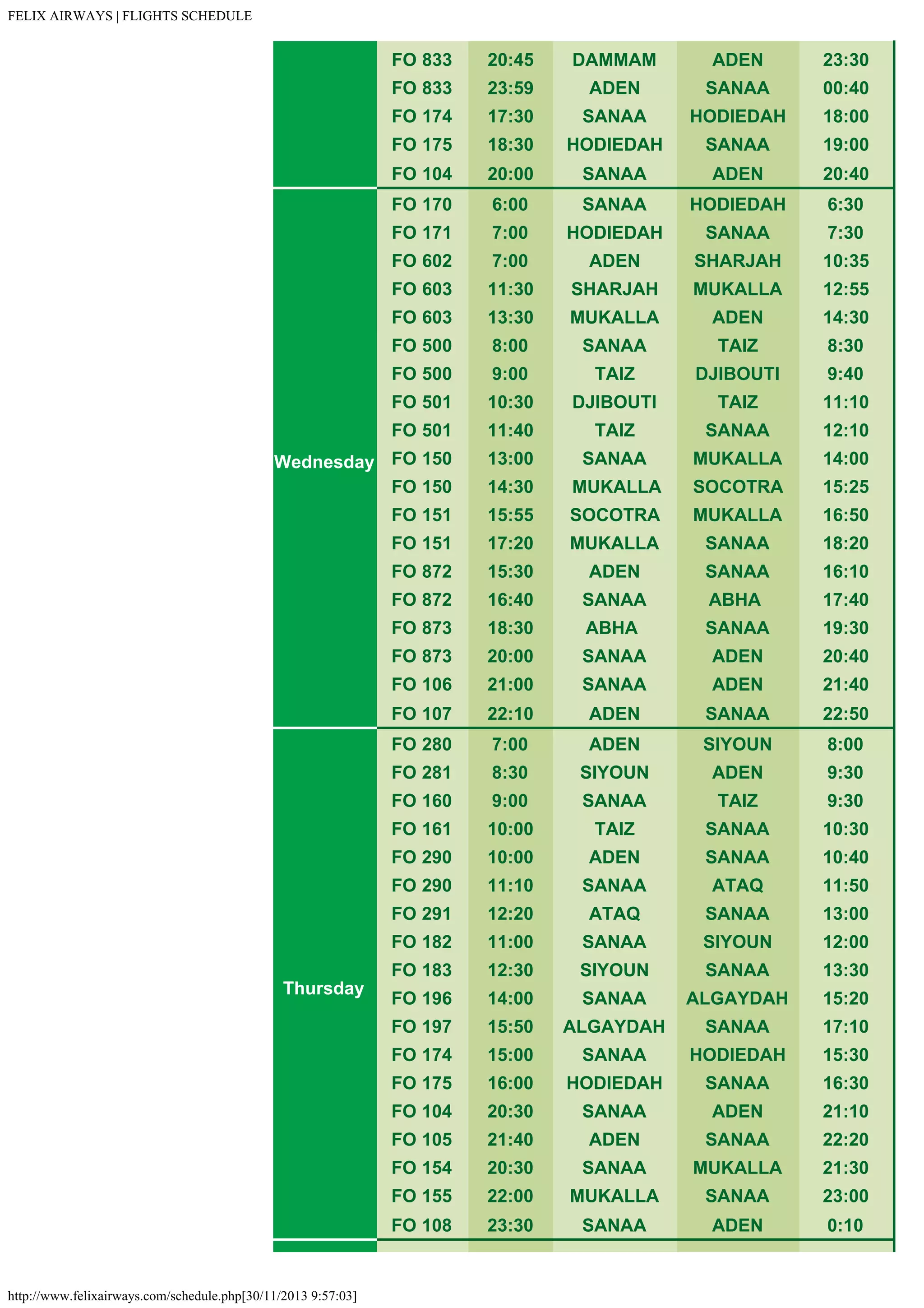Felix airways flights schedule | PDF