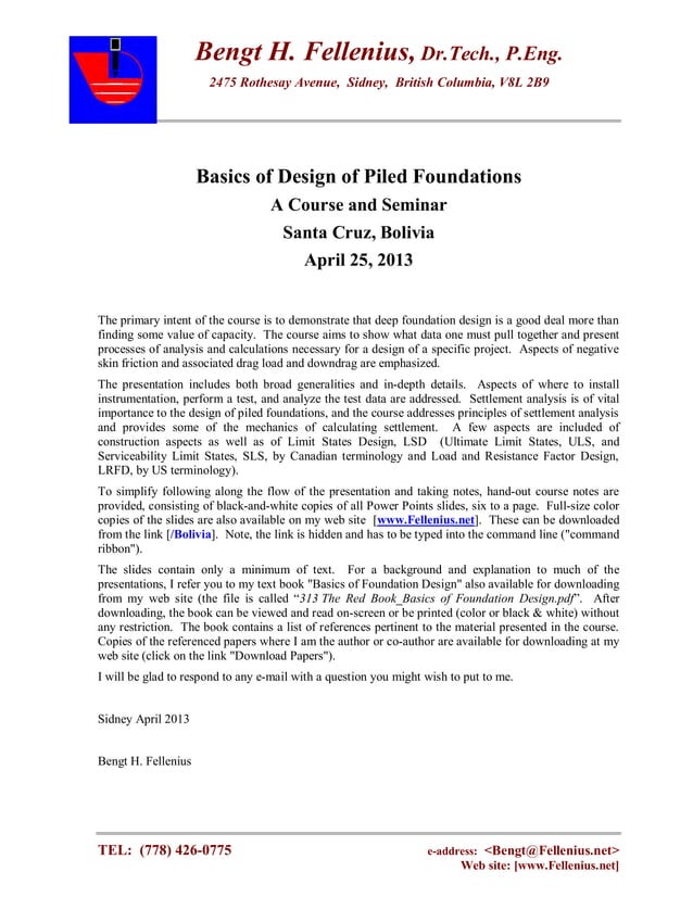 Fellenius bases de diseño de pilotes de fundación | PDF | Civil ...
